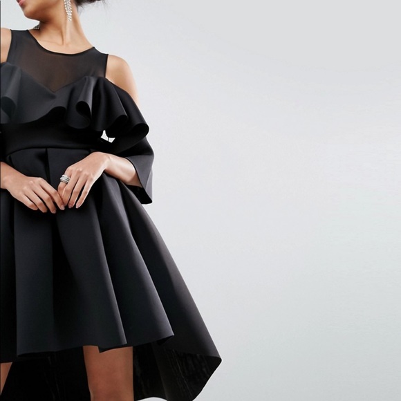 ASOS | Dresses | Asos Mesh Top Cold Shoulder Dip Back Prom Dress Us ...
